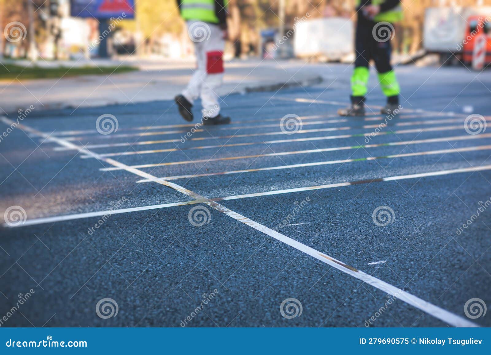 Process of Making New Road Surface Markings with a Line Striping ...