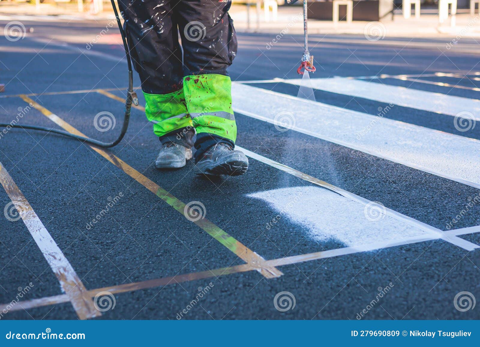 Process of Making New Road Surface Markings with a Line Striping ...