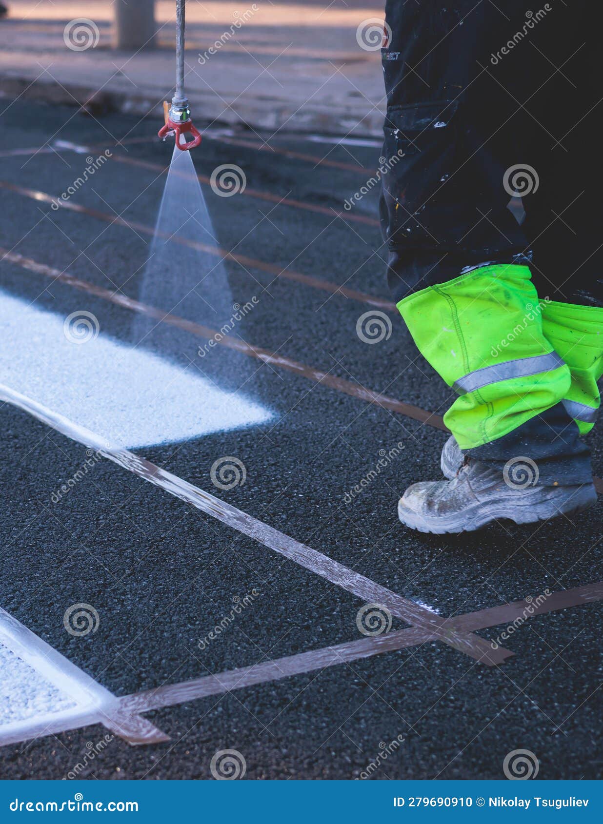 Process of Making New Road Surface Markings with a Line Striping ...