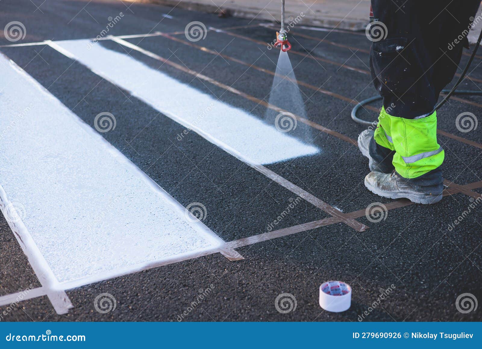 Process of Making New Road Surface Markings with a Line Striping ...