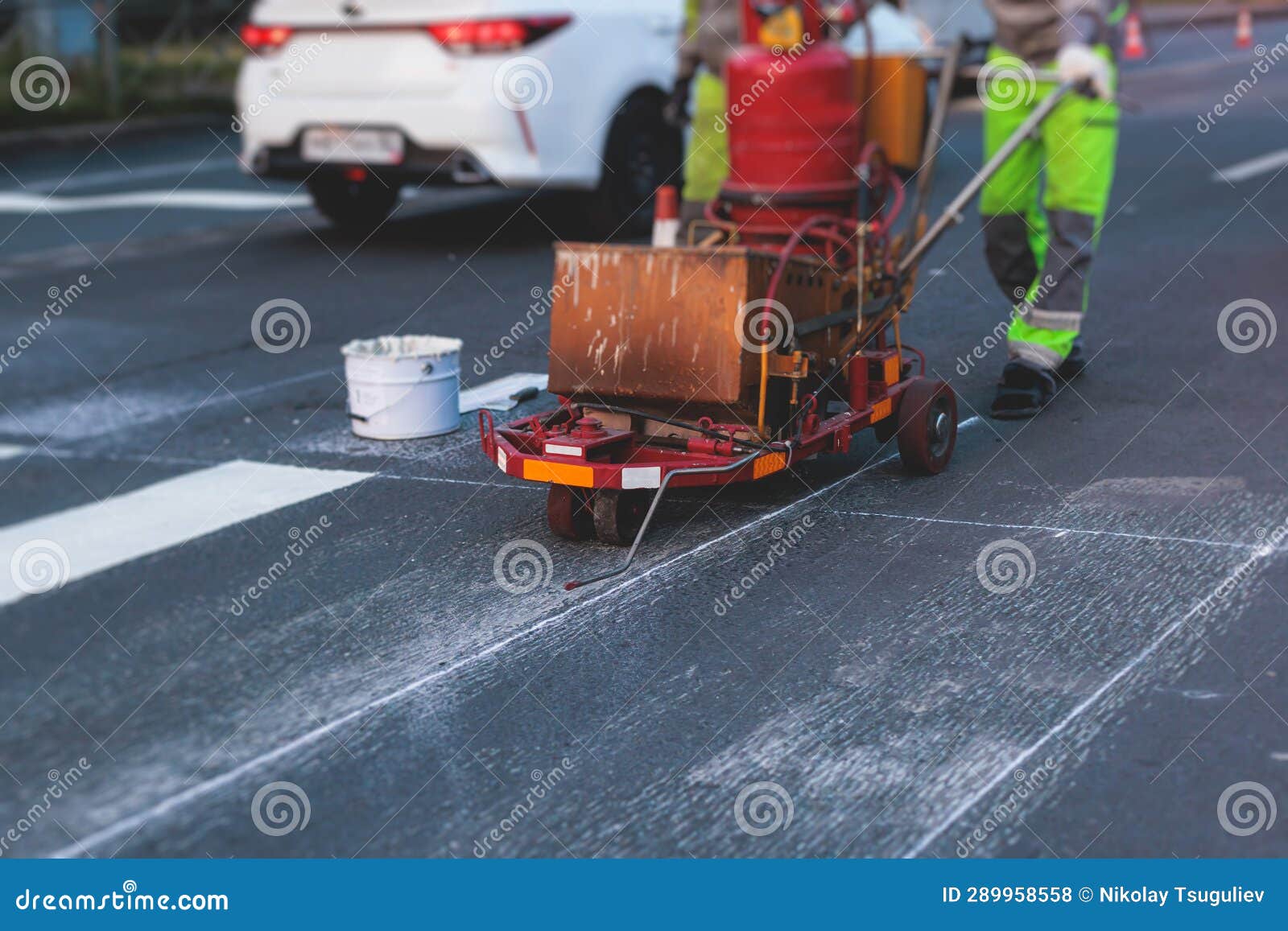Process of Making New Road Surface Markings with a Line Striping ...