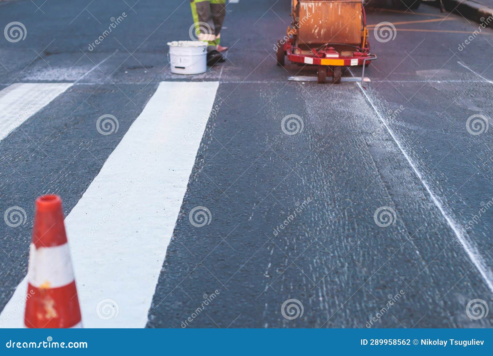 Process of Making New Road Surface Markings with a Line Striping ...