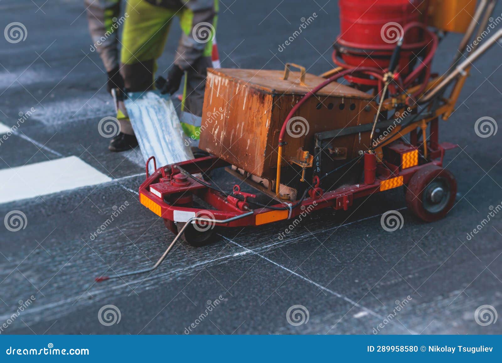 Process Of Making New Road Surface Markings With A Line Striping ...
