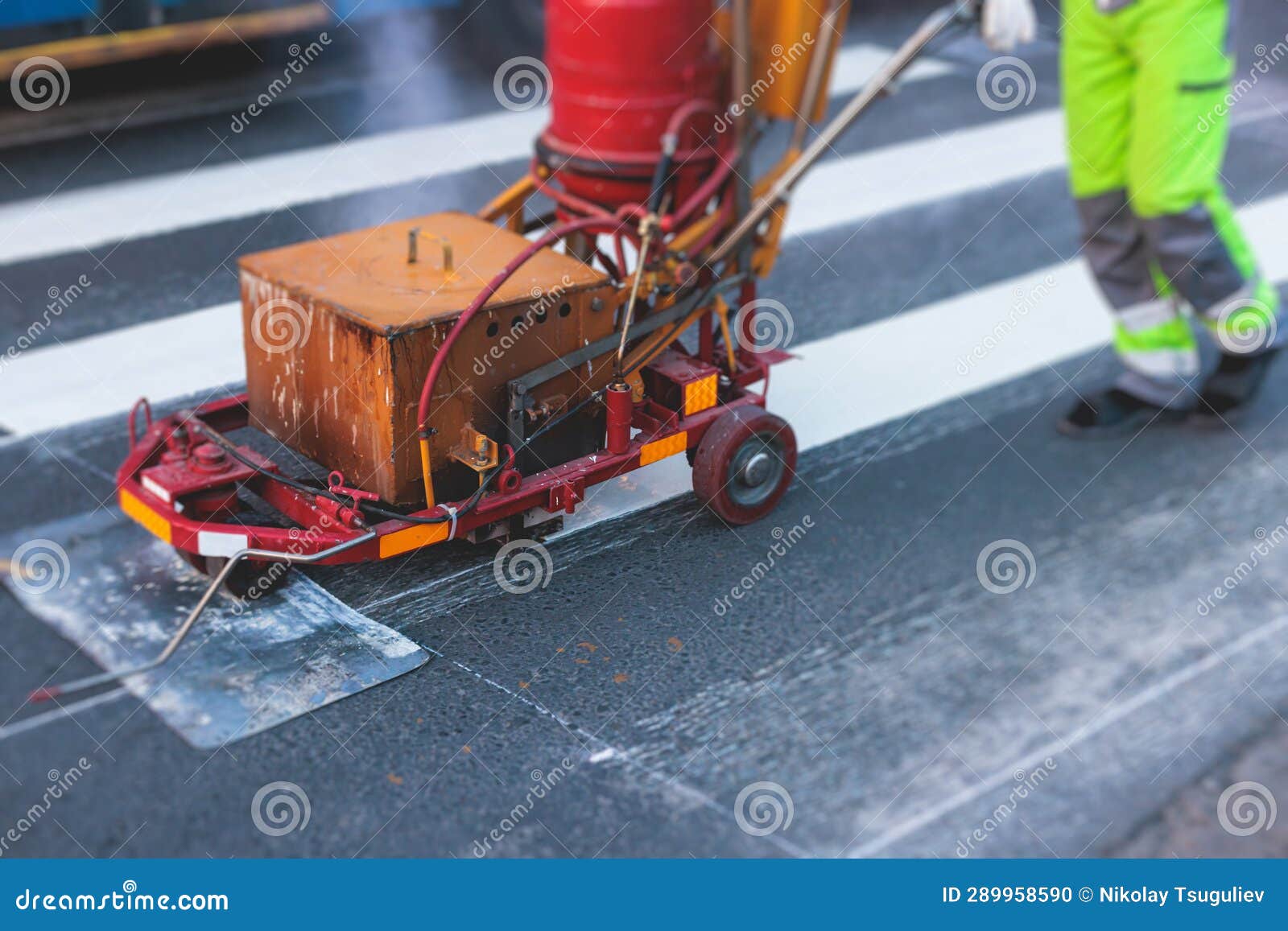 Process Of Making New Road Surface Markings With A Line Striping ...