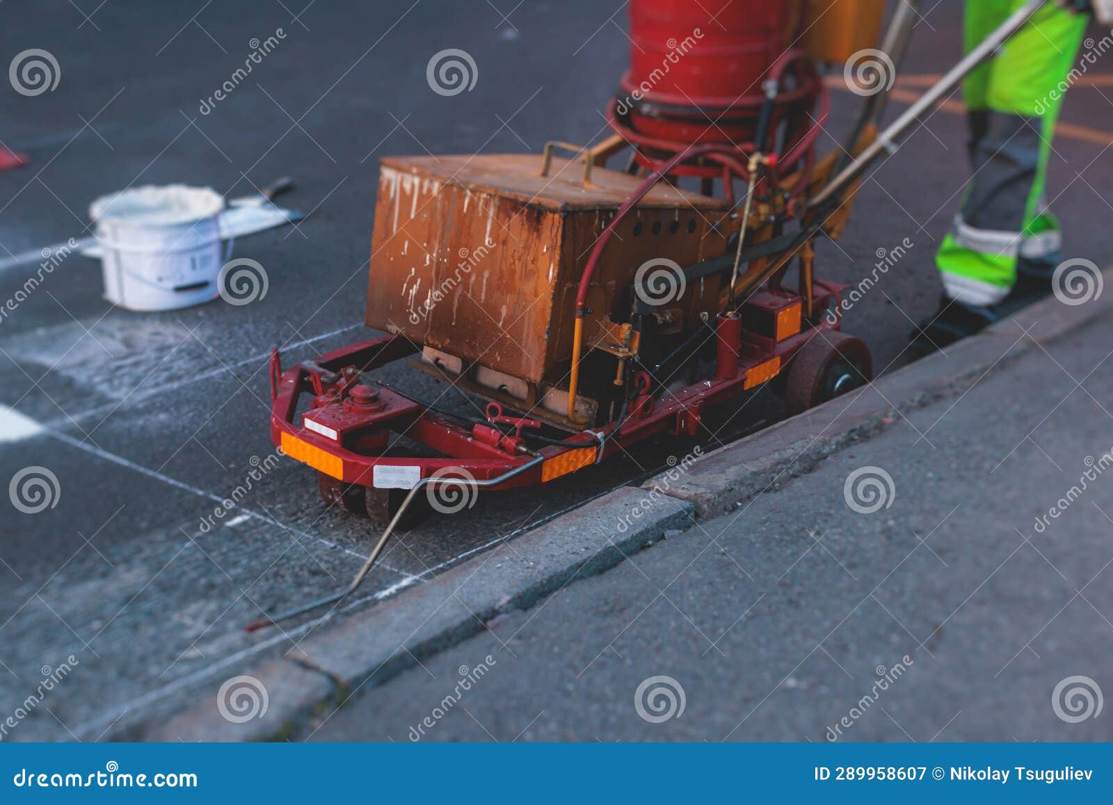 Process of Making New Road Surface Markings with a Line Striping ...