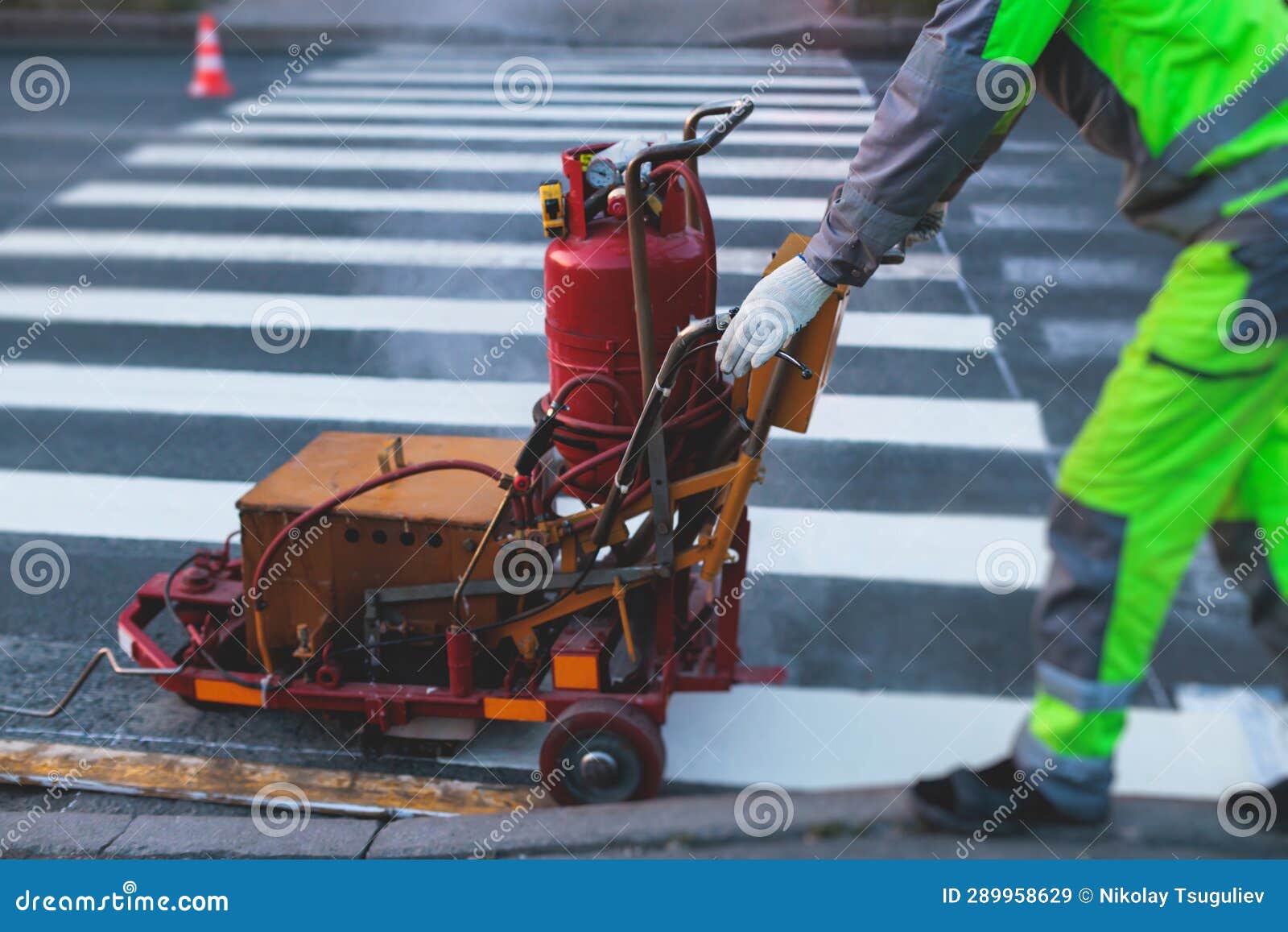 Process of Making New Road Surface Markings with a Line Striping ...