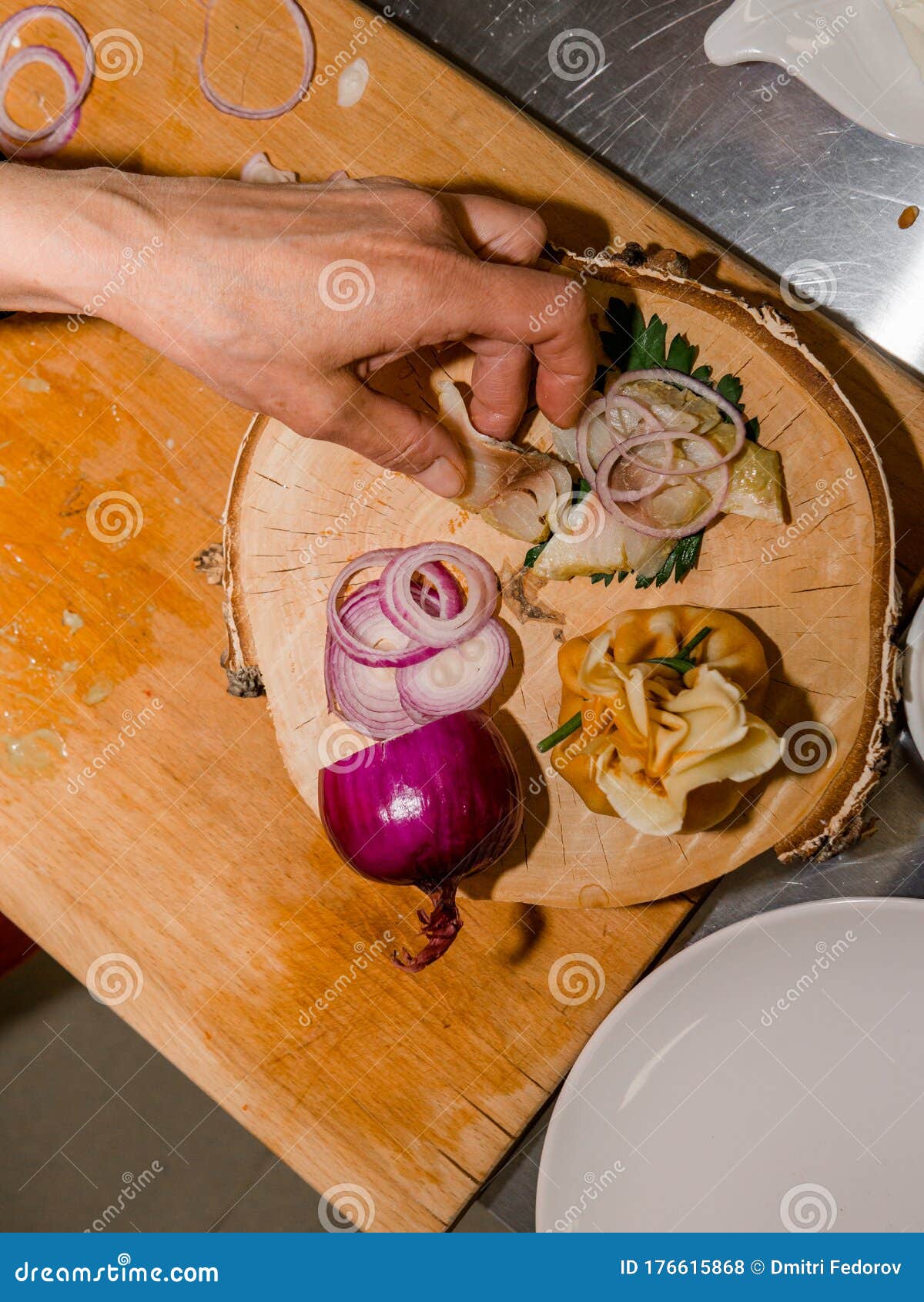 The Process of Making Pancakes. Cook in the Kitchen Makes the Dough ...