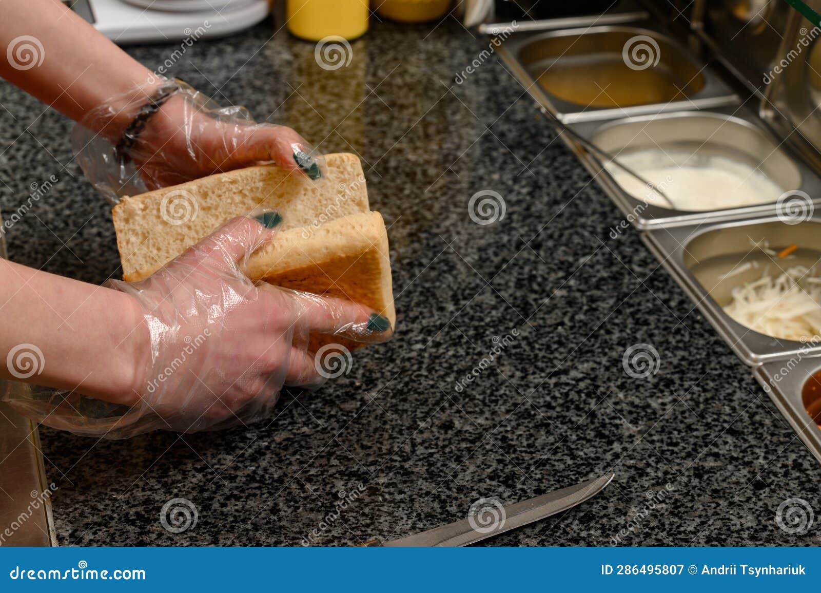 The Process of Making a Panini in a Fast Food Restaurant Stock Image ...