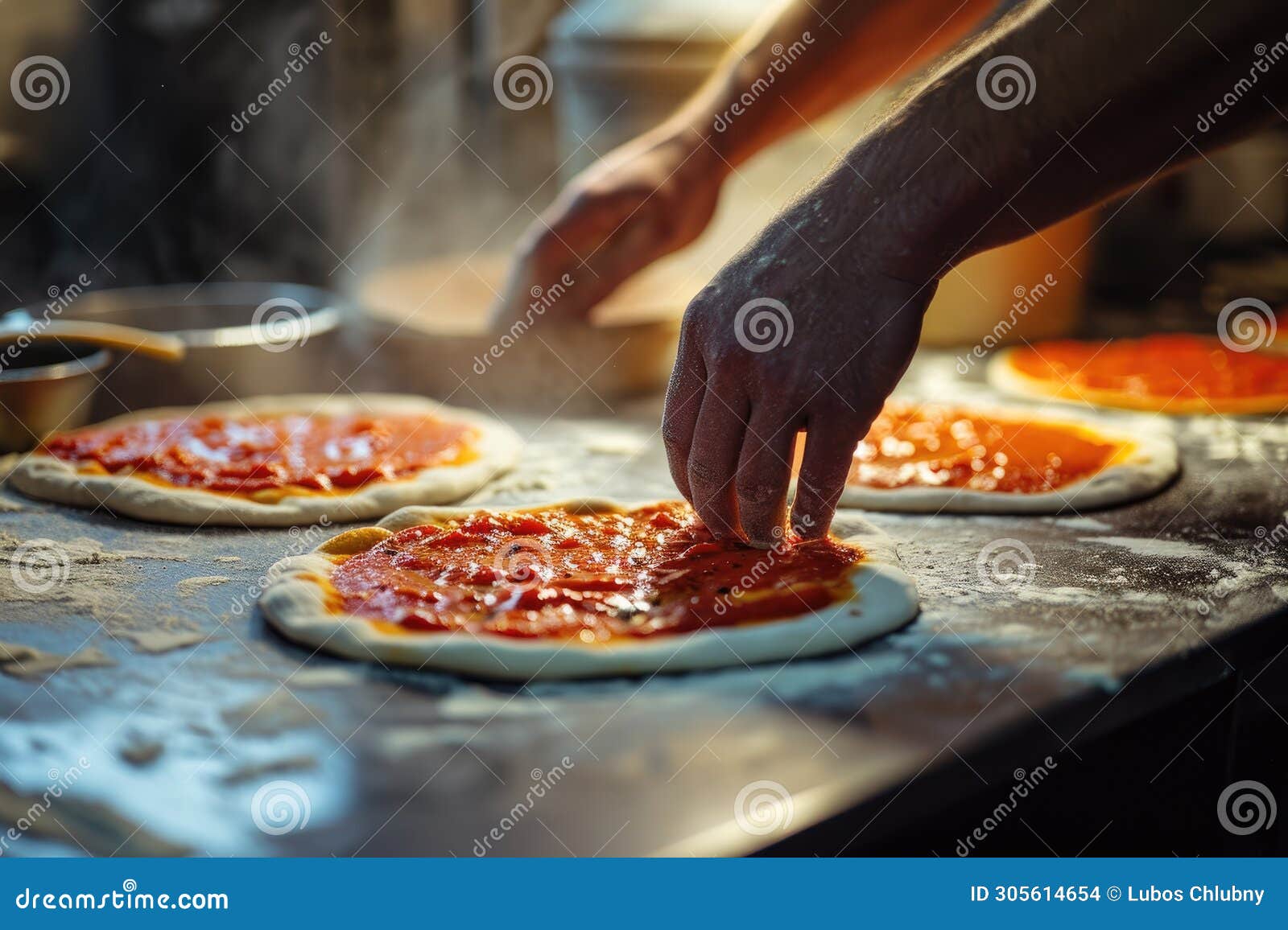 The Process of Making Pizza Stock Illustration - Illustration of ...