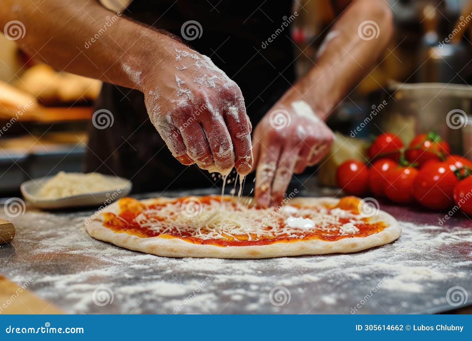 The Process of Making Pizza Stock Illustration - Illustration of oven ...