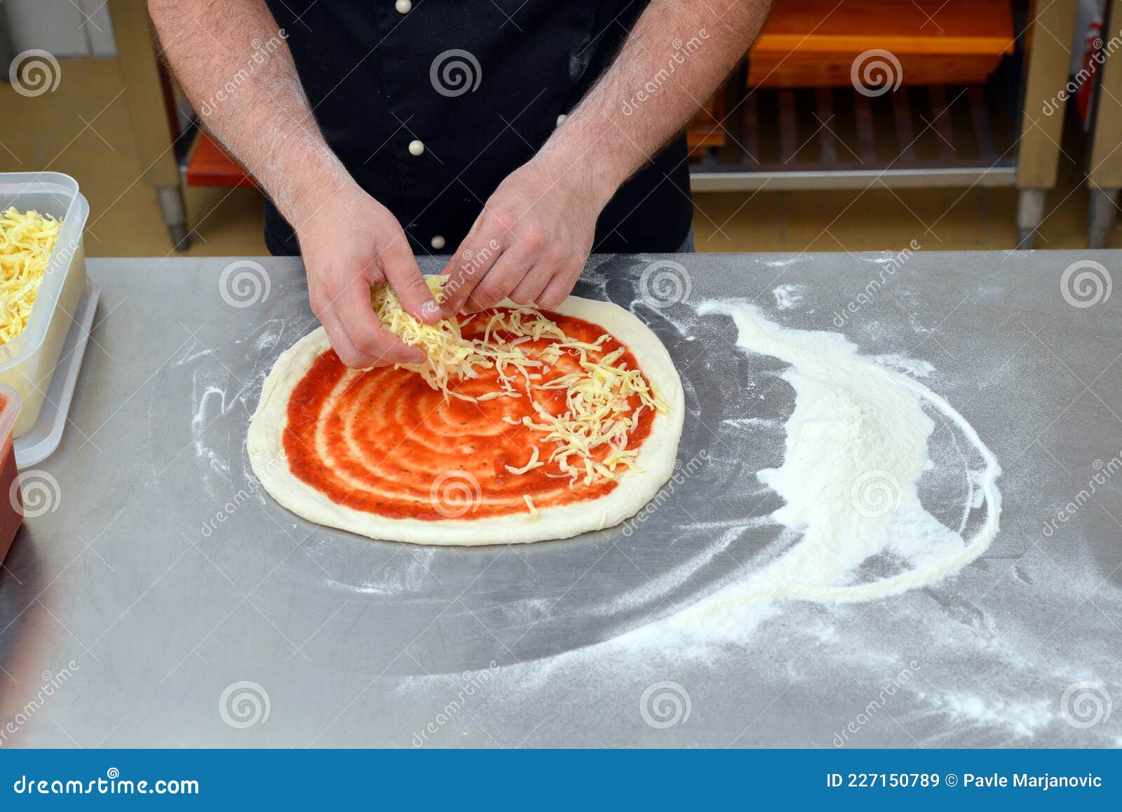 The Process of Making Pizza Stock Image - Image of homemade, chef ...