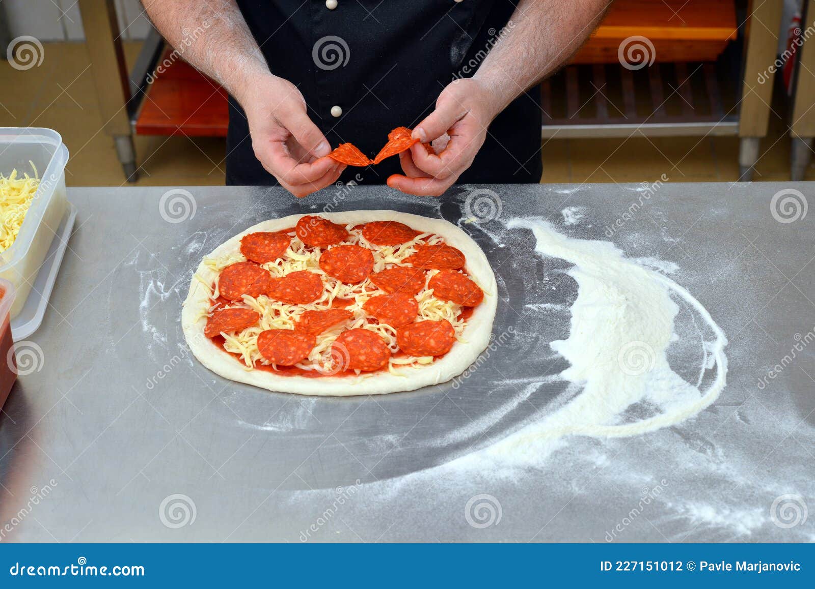The Process of Making Pizza Stock Photo - Image of dough, bakery: 227151012
