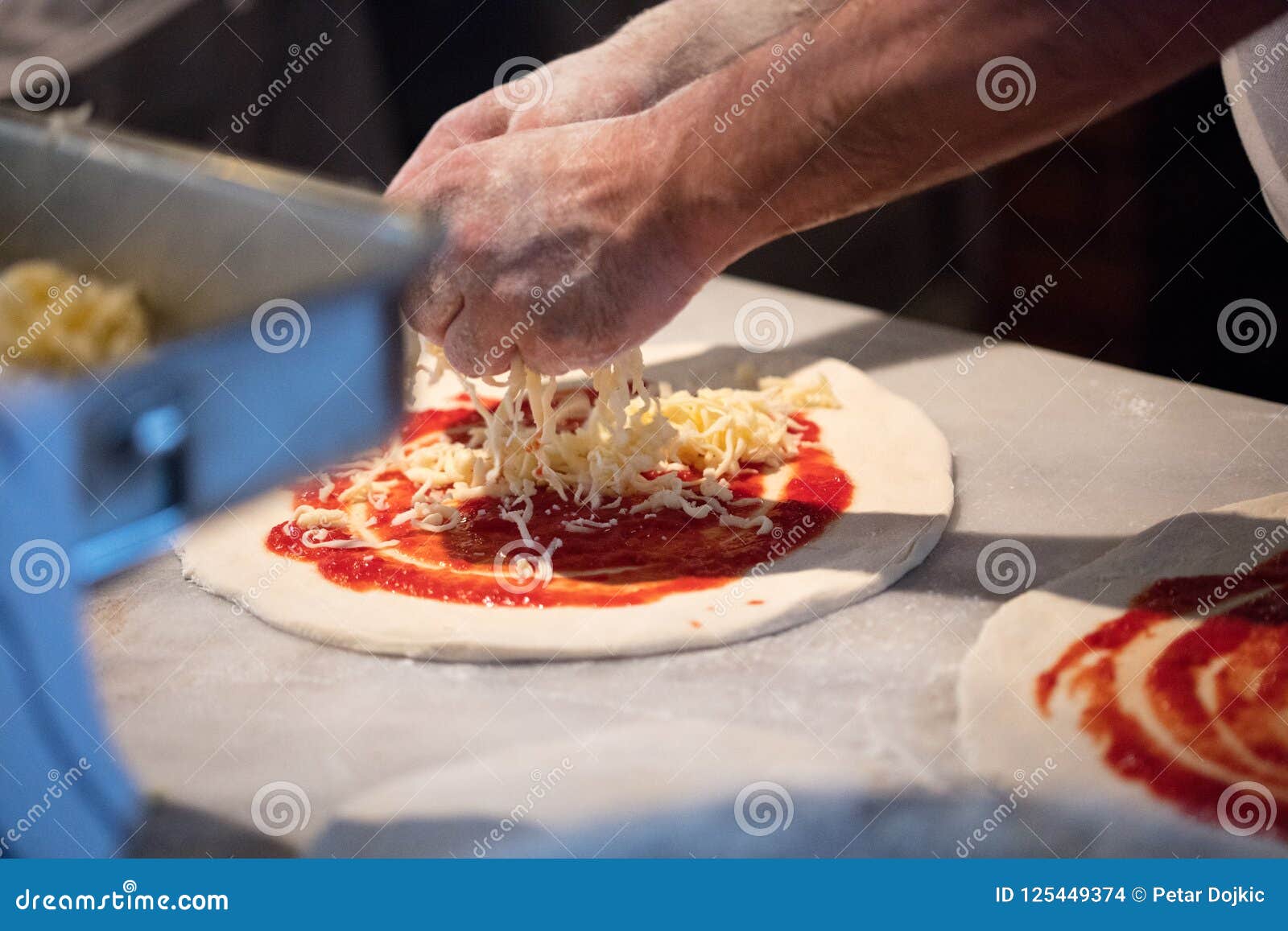 The Process of Making Pizza Stock Photo - Image of hand, baker: 125449374