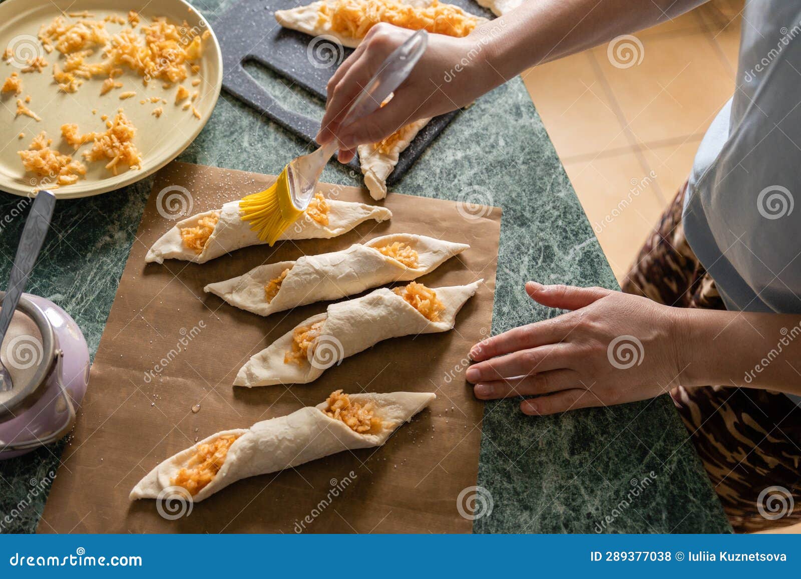 The Process of Making Puff Pastry Pie. the First Culinary Experience ...