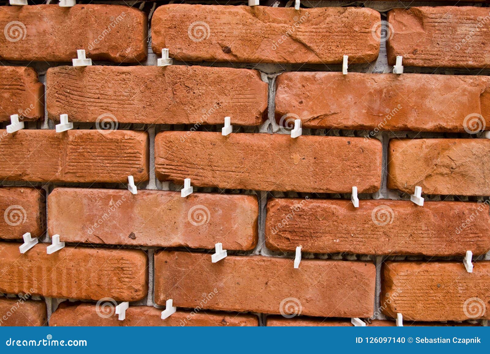 Process of Making a Red Brick Wall, Home Renovation Stock Photo - Image ...