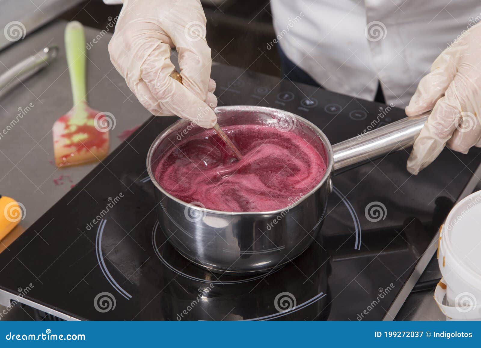 The Process of Making Red Sweet Syrup Stock Image - Image of fresh ...
