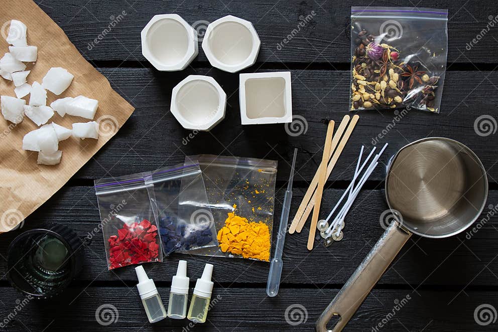 The Process of Making Scented Candles at Home, Make Candles Stock Image ...