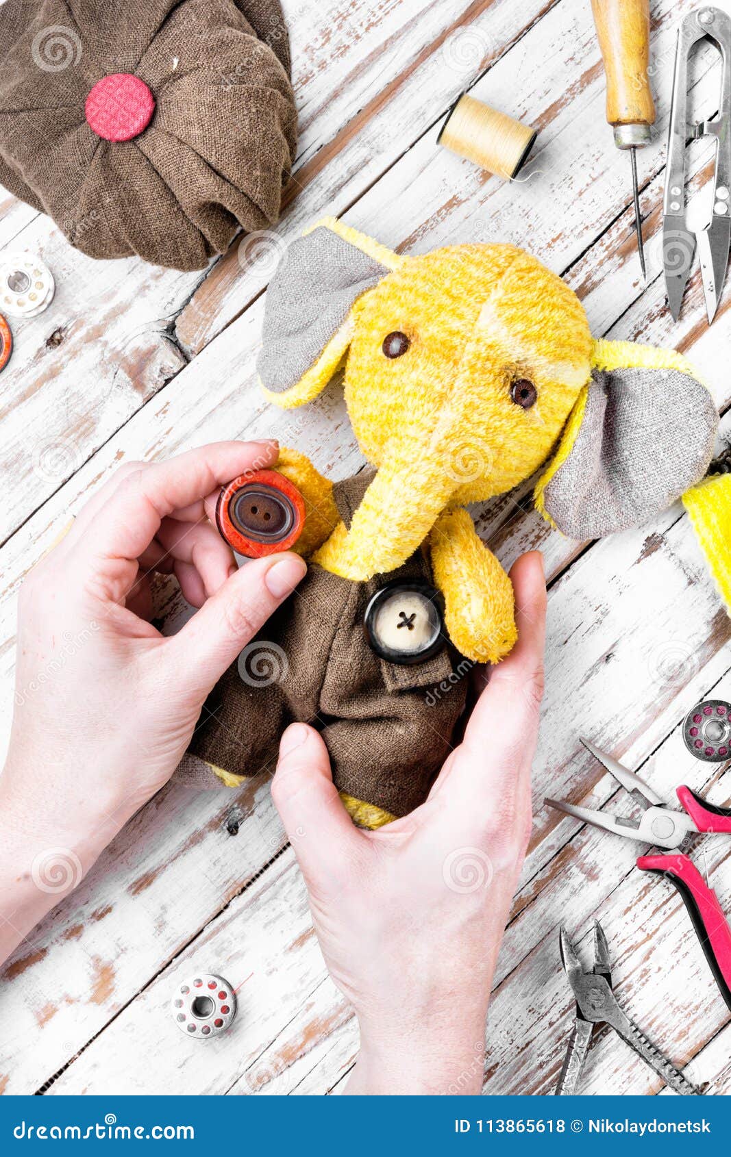 Handmade toy elephant stock photo. Image of childhood - 113865618