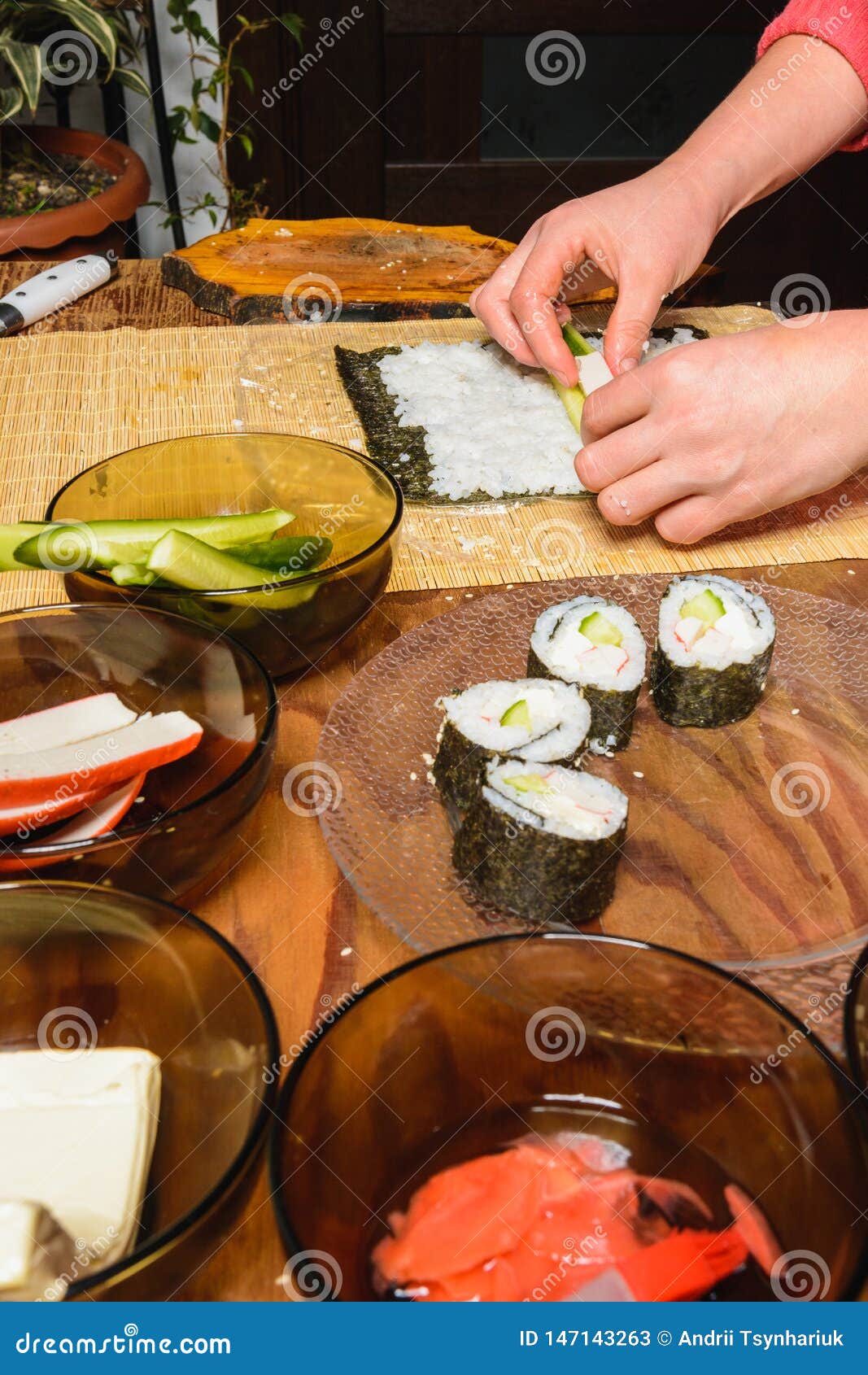 The Process of Making Sushi from Natural Ingredients is a Professional ...