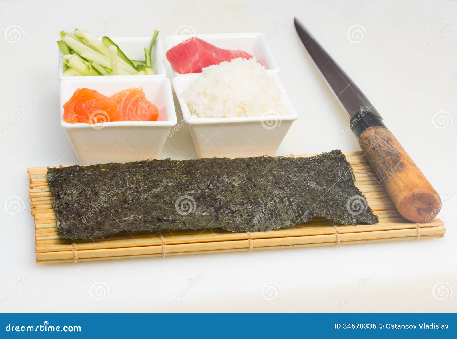 Process of Making Sushi Roll Stock Photo - Image of isolated, cucumber ...