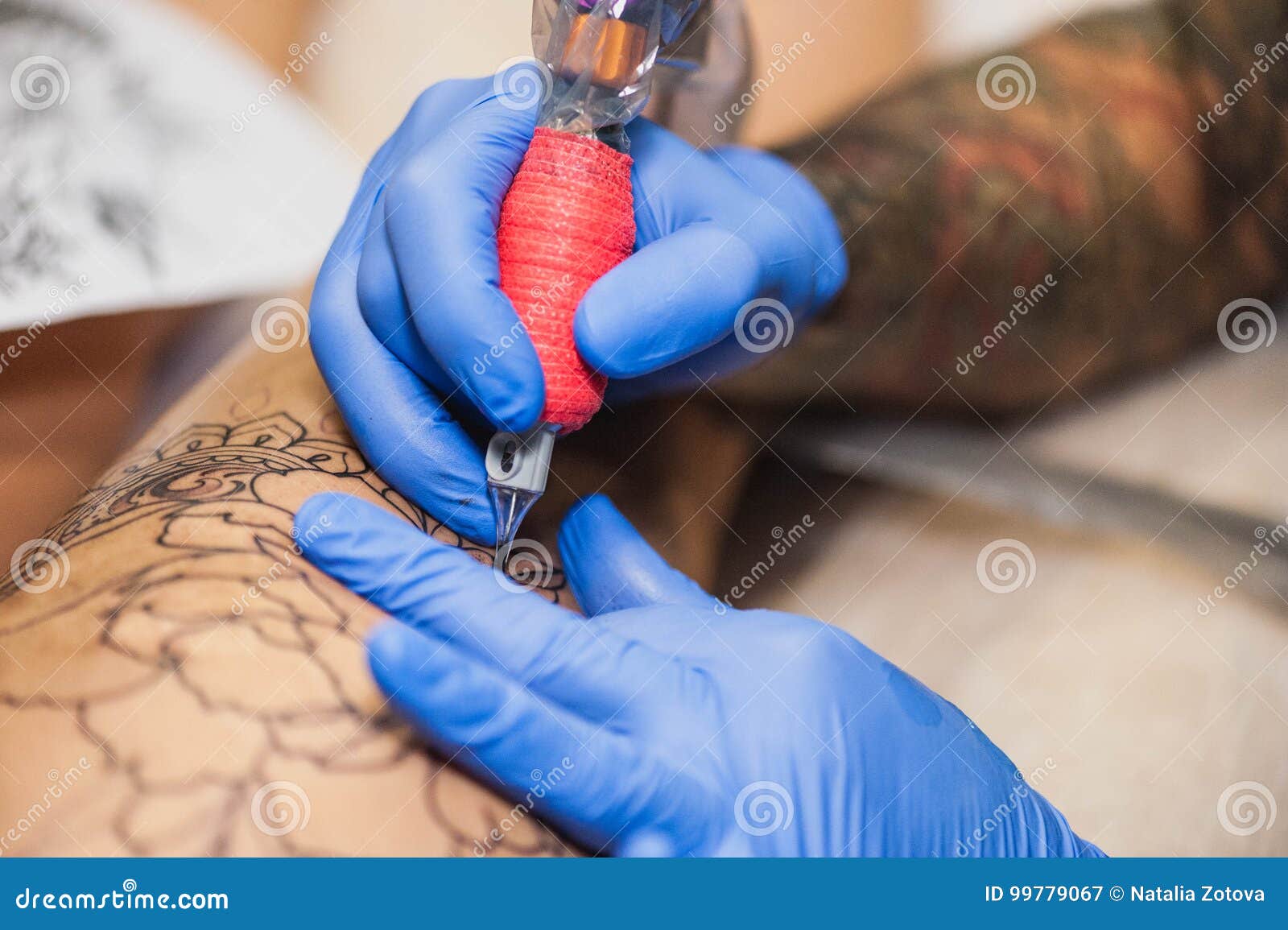 Process of Making Tattoo Close-up Stock Image - Image of needle ...