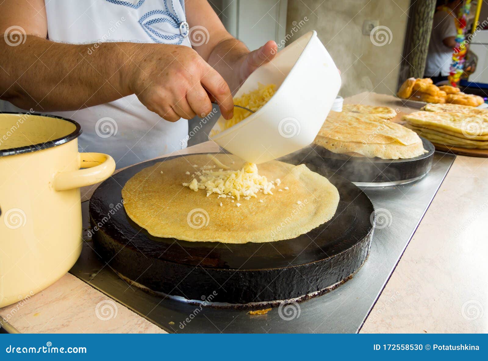 The Process of Making Tortillas Khychin with Filling Stock Photo ...
