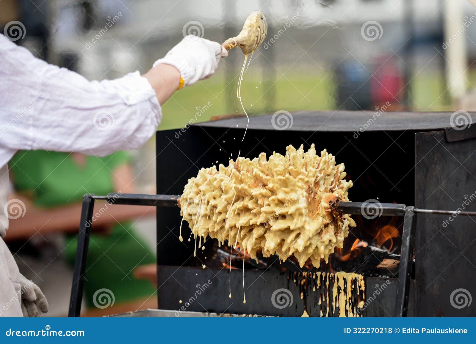 The Process of Making Traditional Lithuanian Tree Cake Stock Photo ...