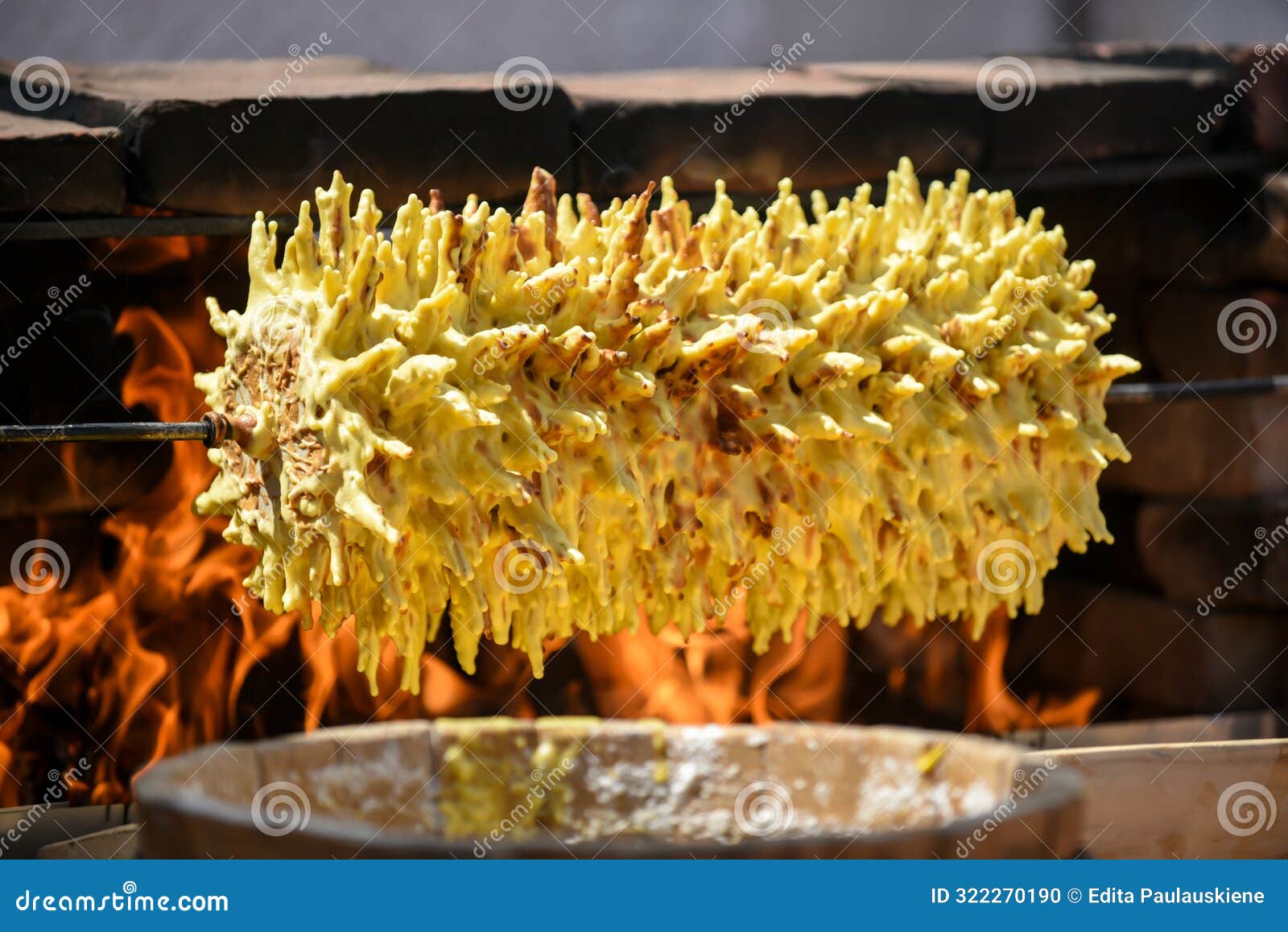 The Process of Making Traditional Lithuanian Tree Cake Stock Photo ...