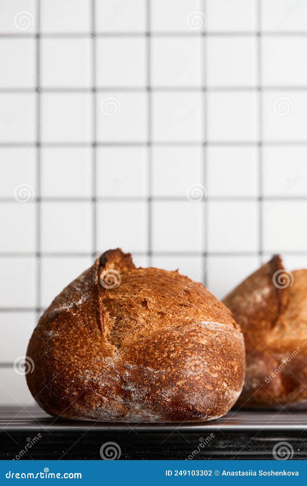 The Process of Making Wheat Bread at Home. Finished Bread Cools Down ...