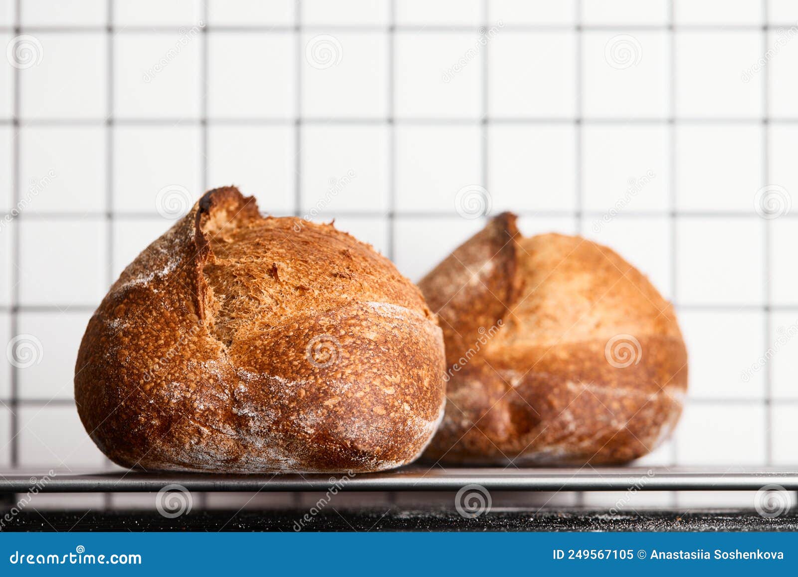 The Process of Making Wheat Bread at Home. Finished Bread Cools Down ...