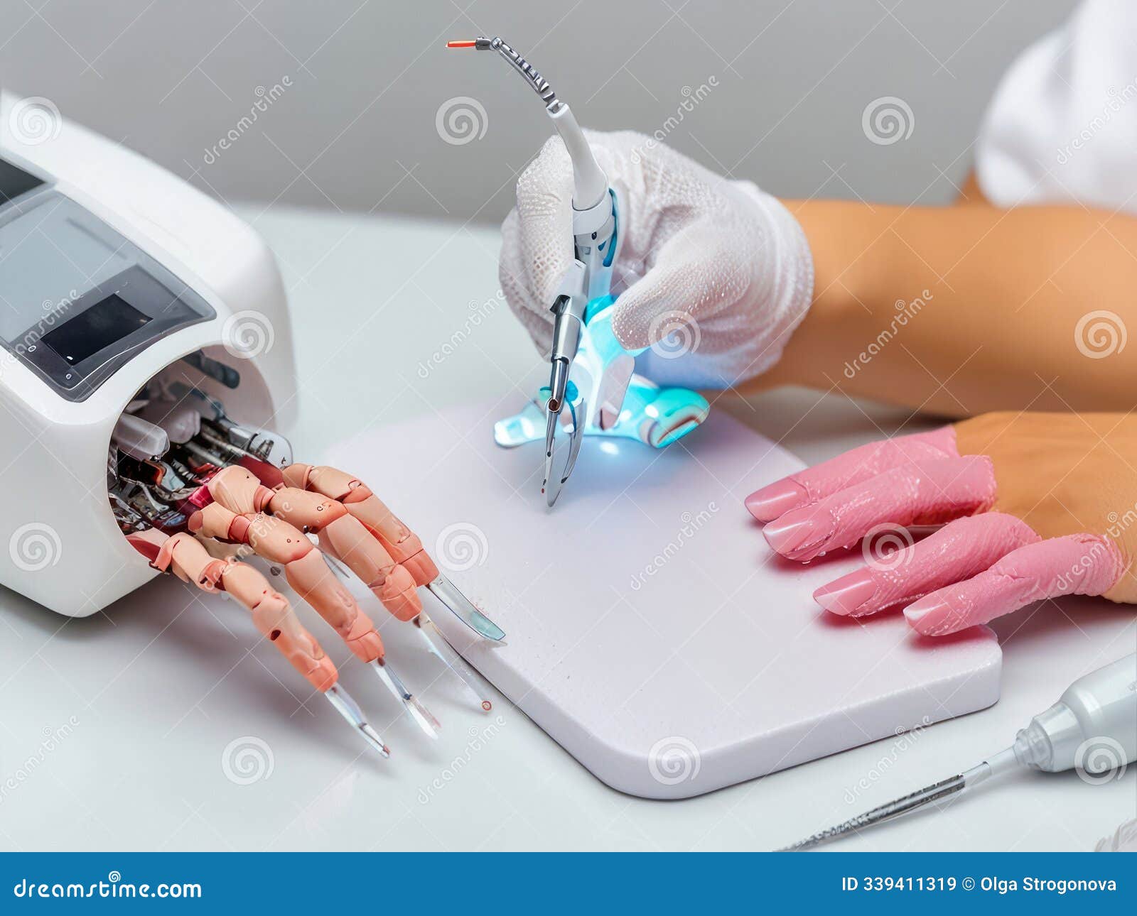The Process of Manicure Making with a Robot Stock Image - Image of ...