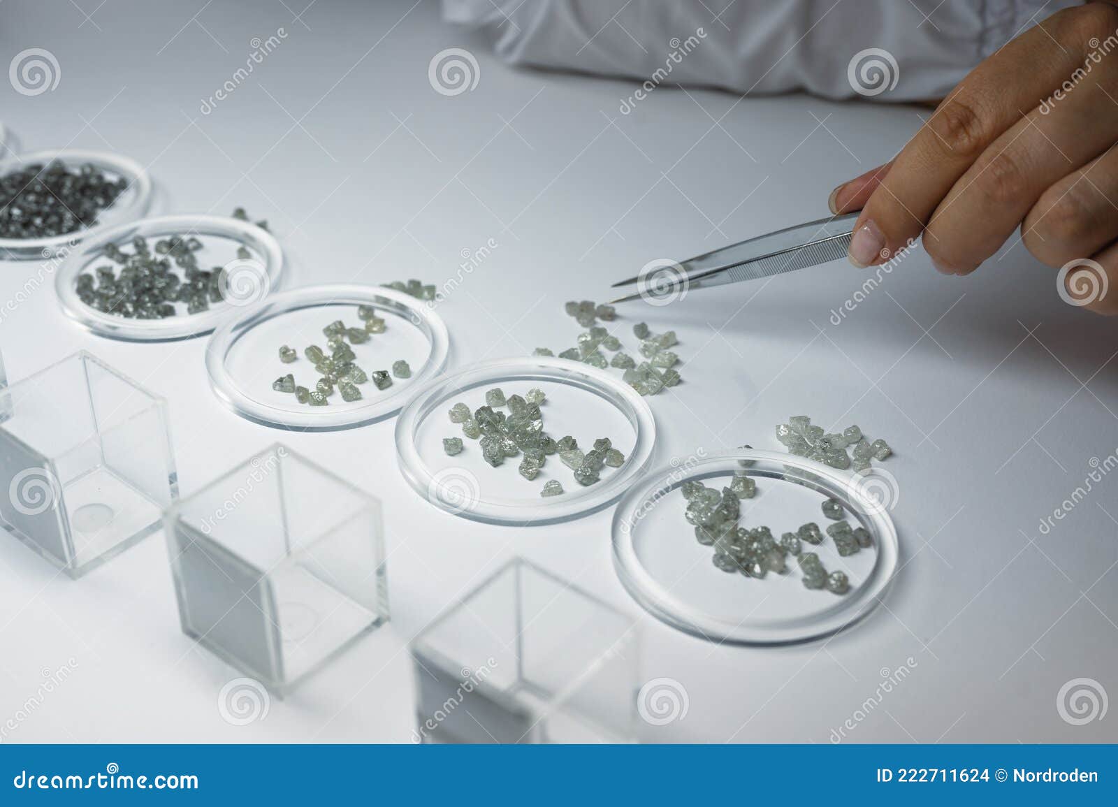 The Process of Manual Sorting of Diamonds. Gemstones are Graded by ...