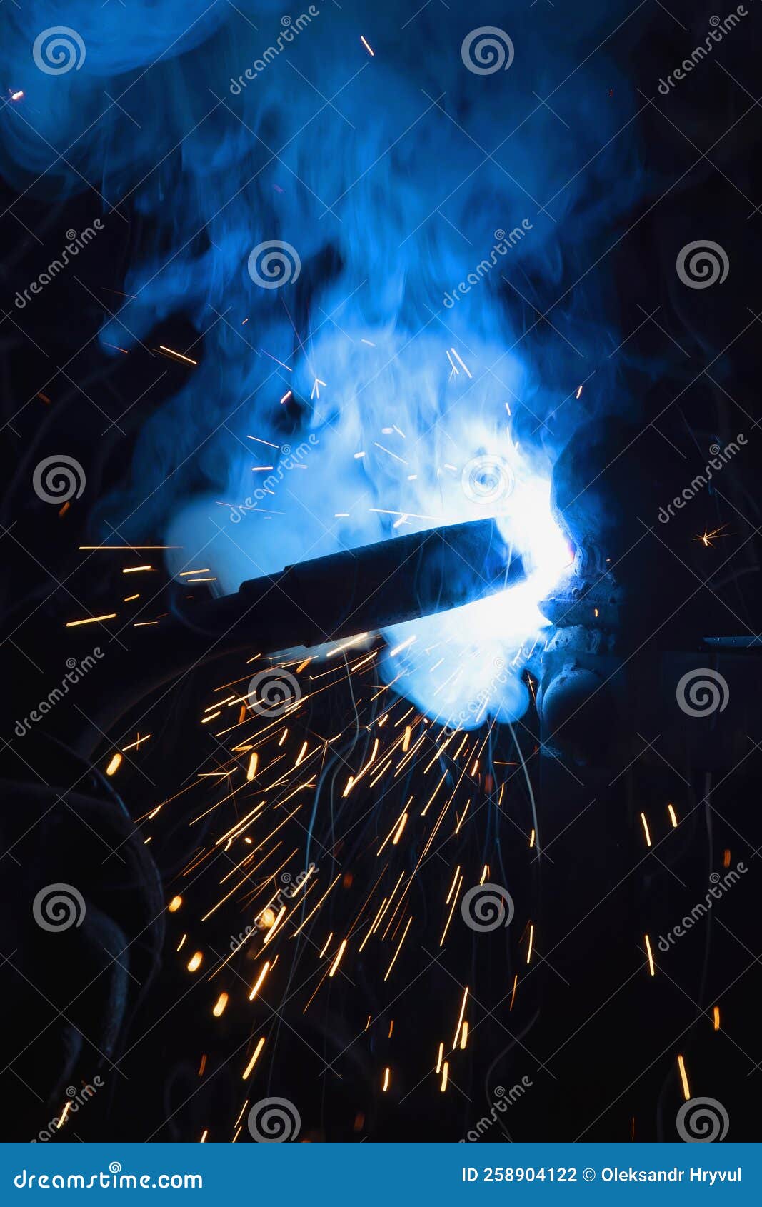 The Process of Manual Welding. Industrial Welding of Iron Construction ...