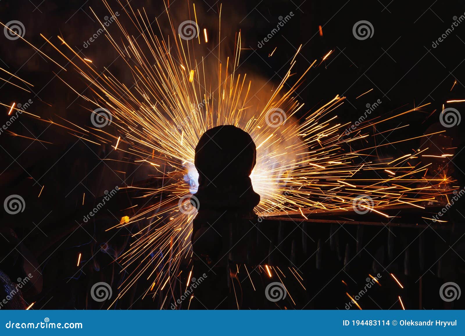 The Process of Manual Welding. Industrial Welding of Iron Construction ...
