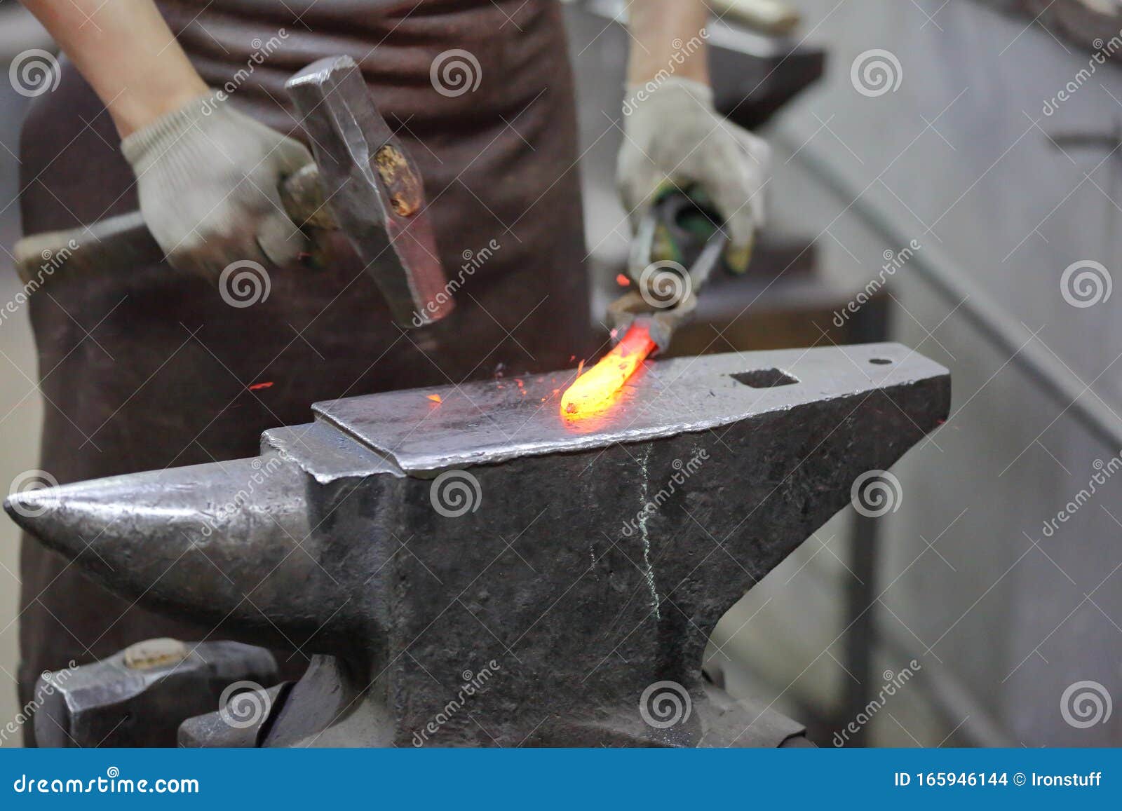 The Process of Manufacturing a Craft Product in a Forge Stock Photo ...