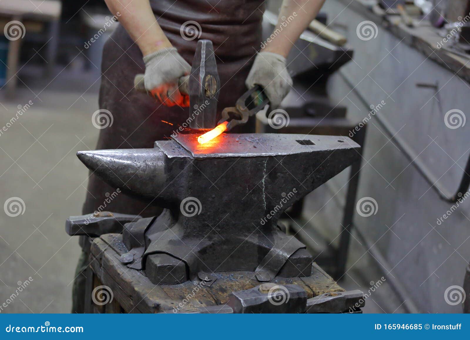 The Process of Manufacturing a Craft Product in a Forge Stock Image ...