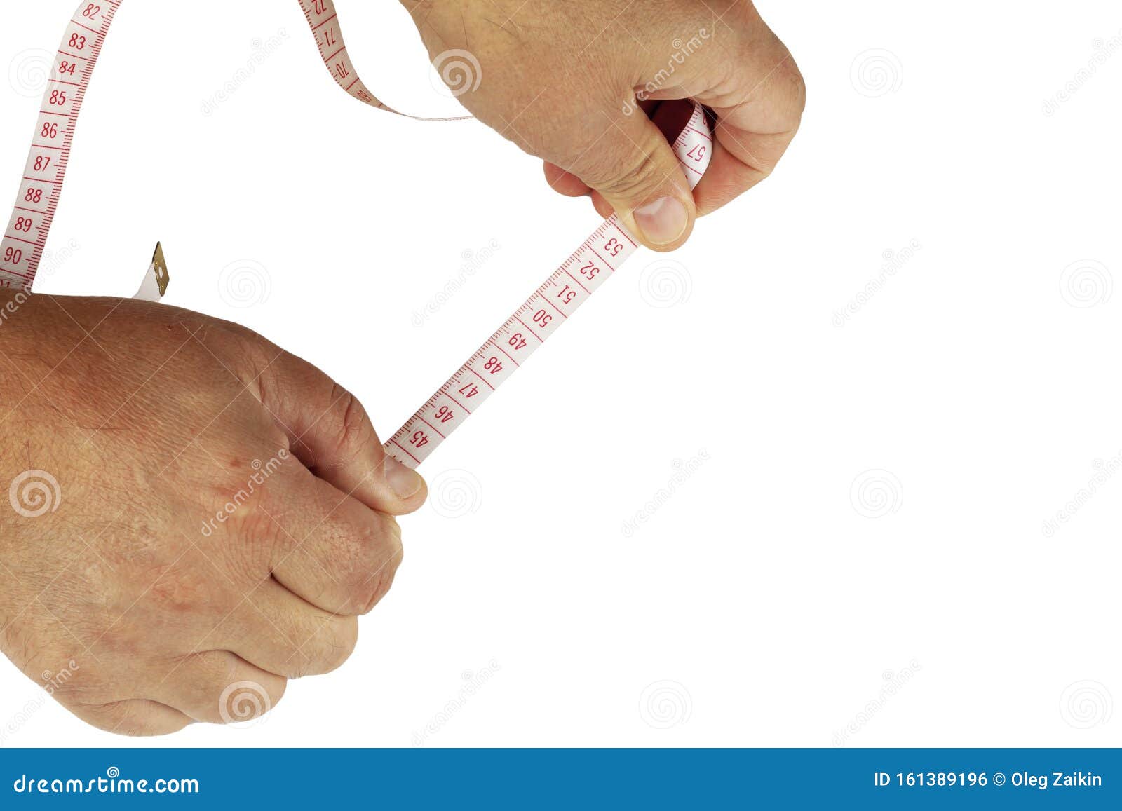The Process of Measuring Length with a Measuring Tape. Isolate. Stock ...