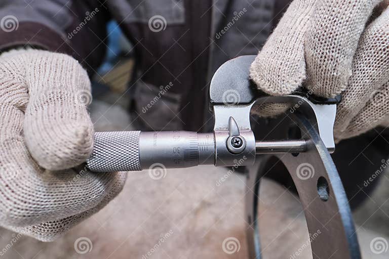 The Process of Measuring the Ring of a Large Diesel Engine in a Machine ...
