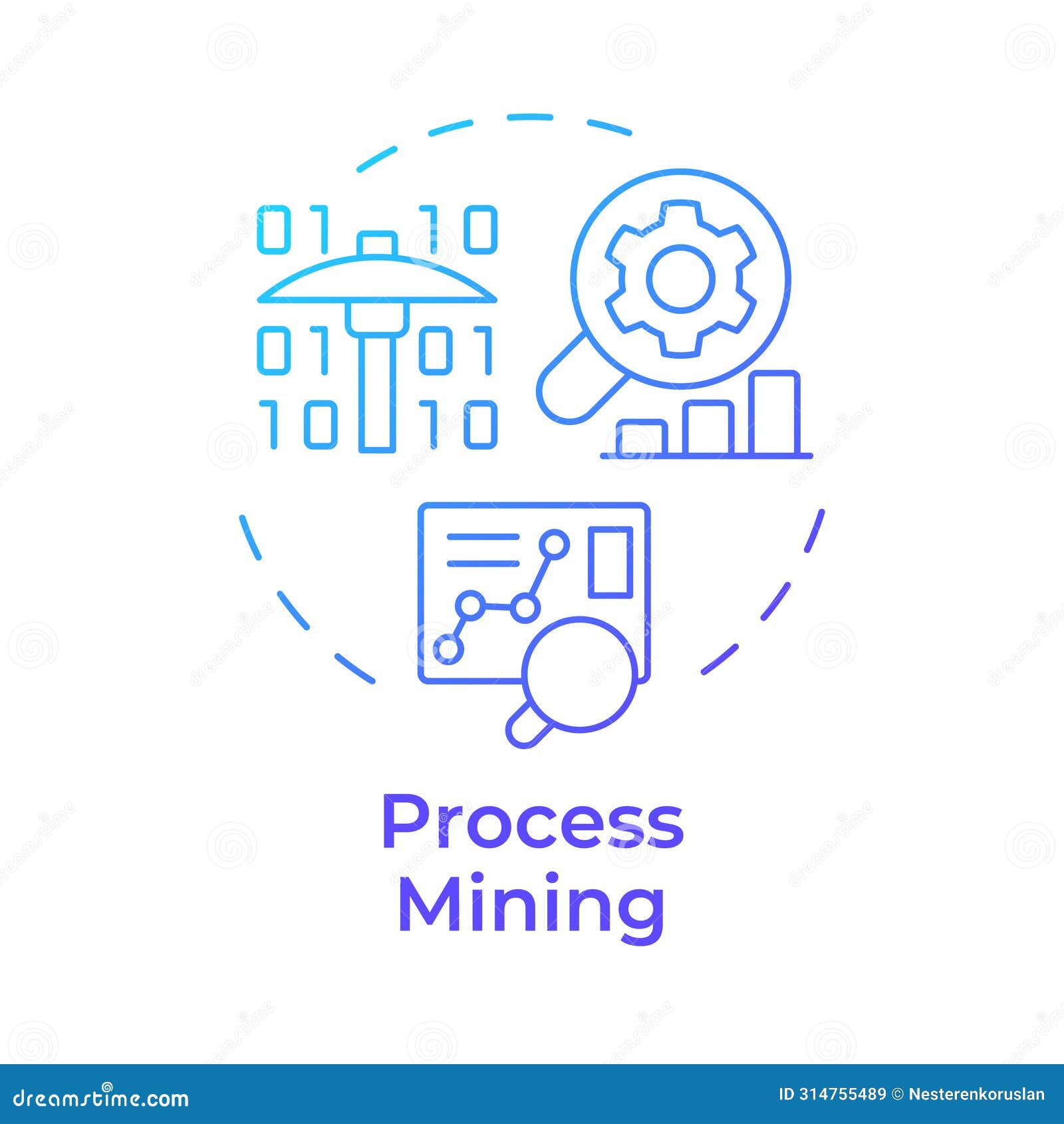Process Mining Blue Gradient Concept Icon Stock Vector - Illustration ...