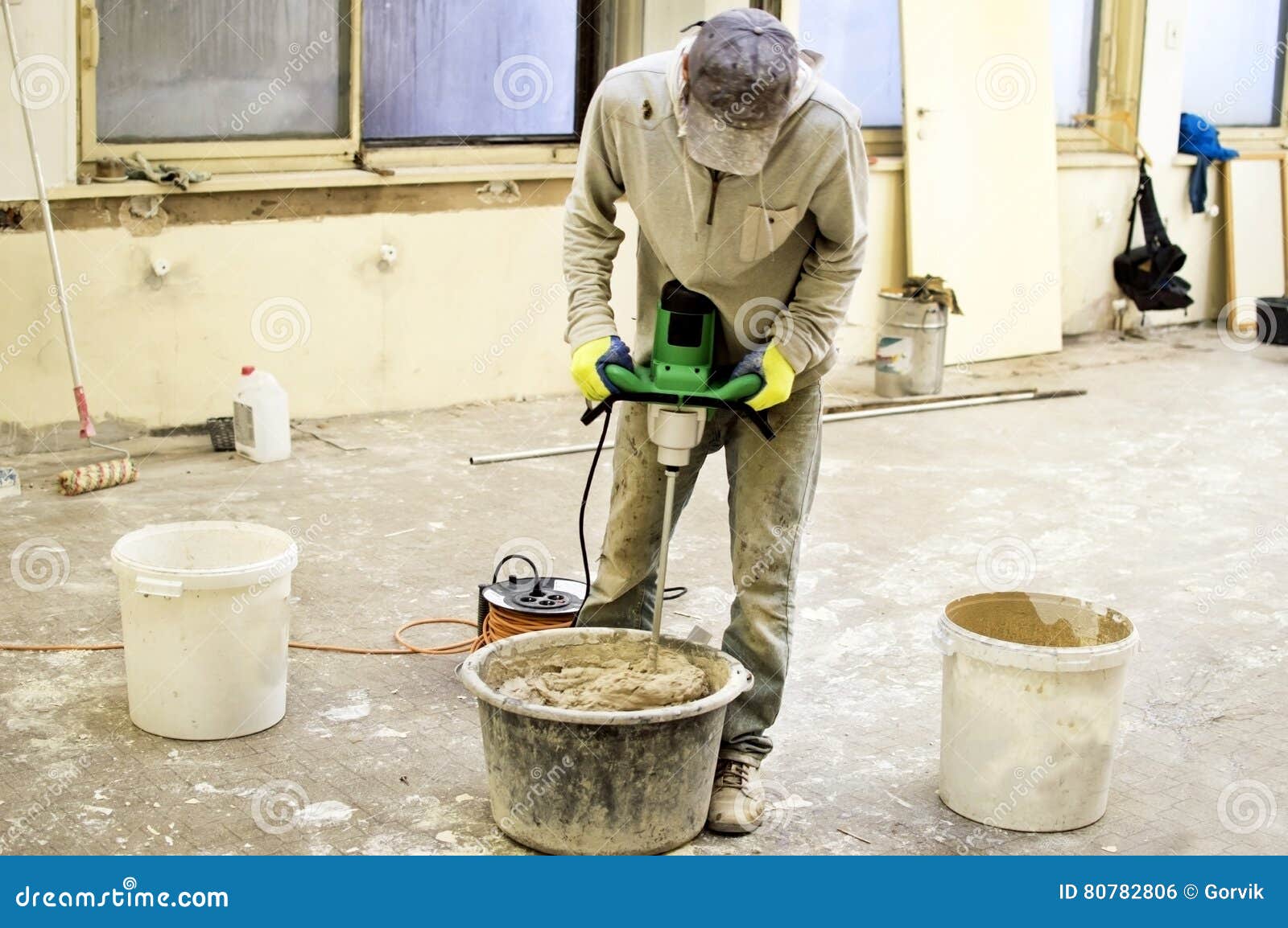 The Process of Mixing Putty Mixture Stock Photo - Image of arms, legs ...