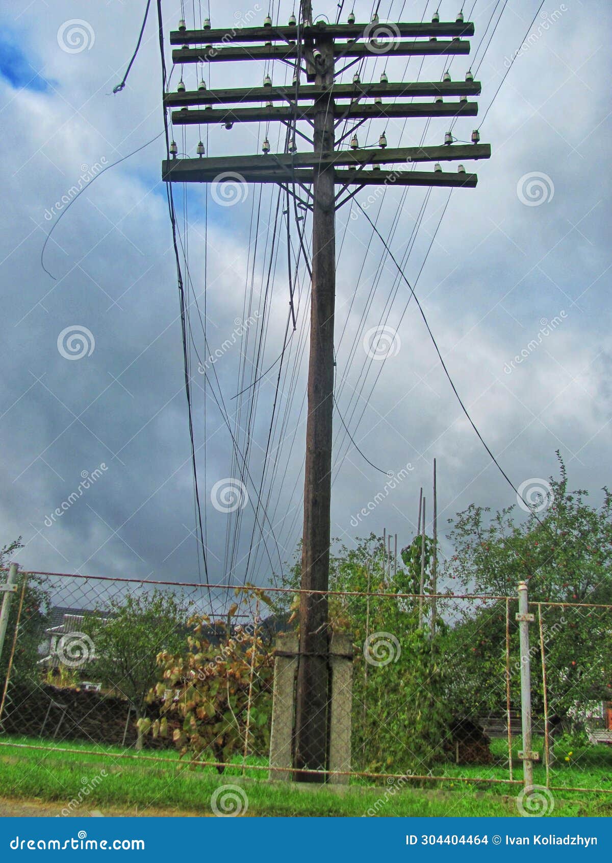 Modernization of the Old Wired Telephone Line To Cable Stock Photo ...
