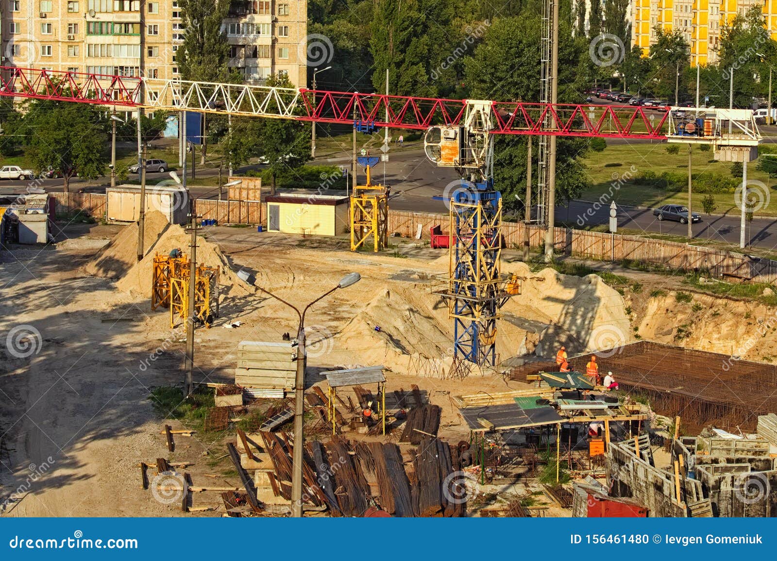 The Process of Mounting Tower Crane. the Mounted Element of Metal ...