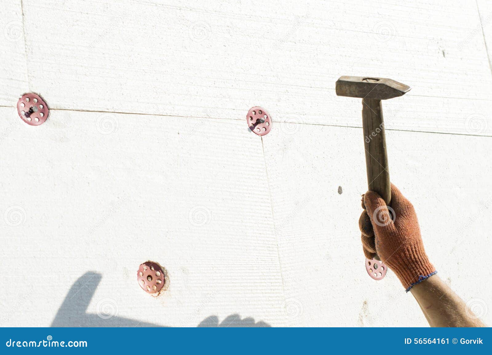 The Process of Nailing Using a Metal Hammer Stock Image - Image of ...