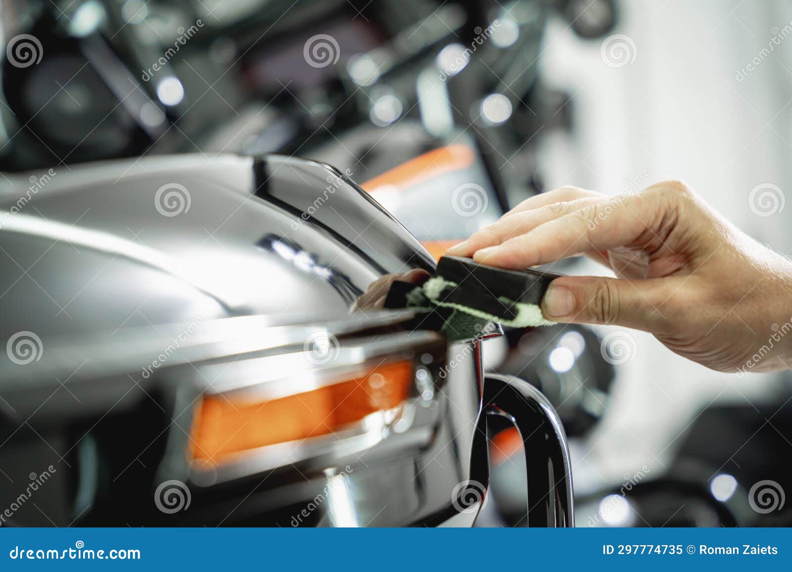 The Process of Nano Coating Motorcycle Applying Soft Fiber Sponge Stock ...