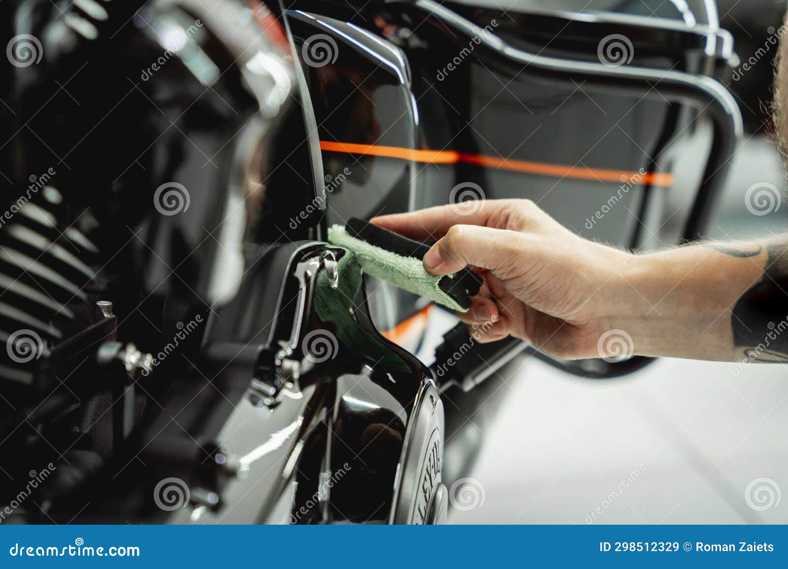 The Process of Nano Coating Motorcycle Applying Soft Fiber Sponge Stock ...