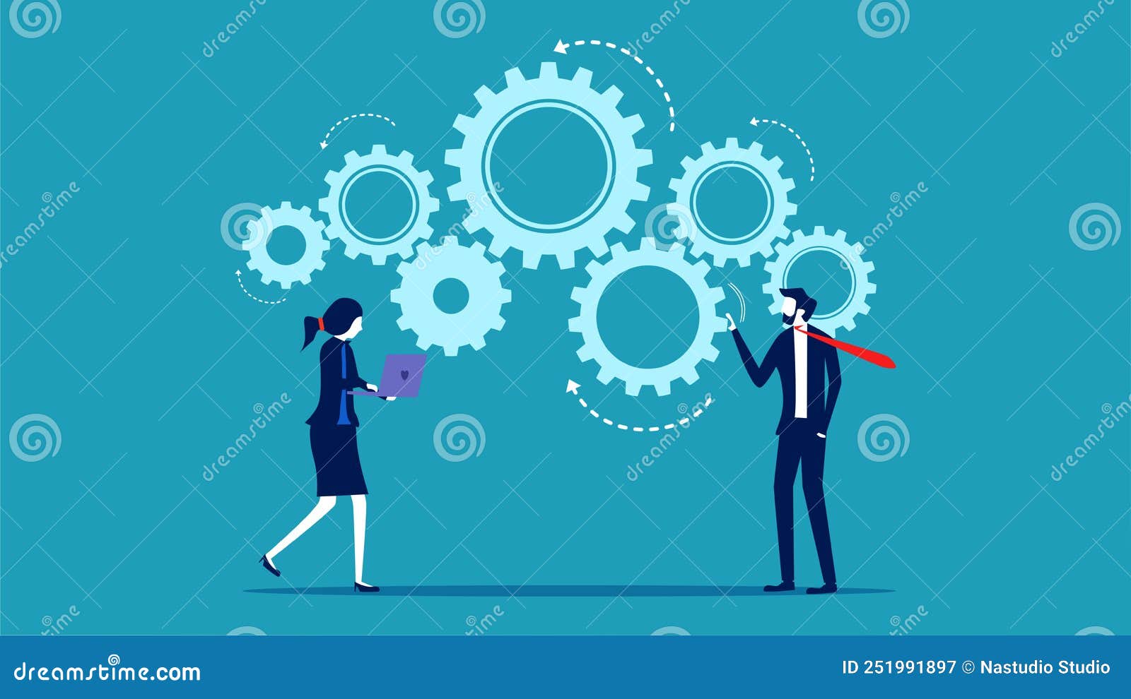 Process Optimization. Businessmen Turn Cogs To Work Stock Vector ...