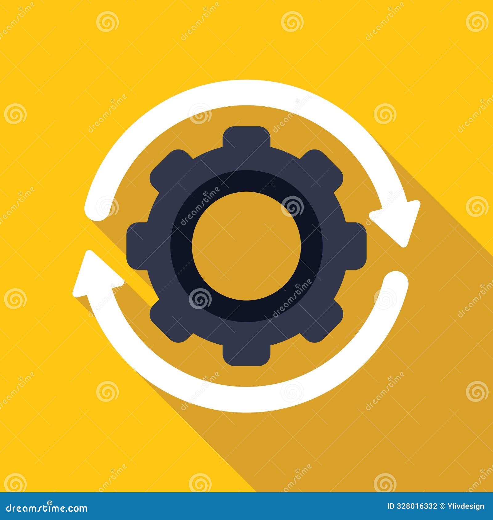 Process Optimization with Gear and Circular Arrows on Yellow Background ...