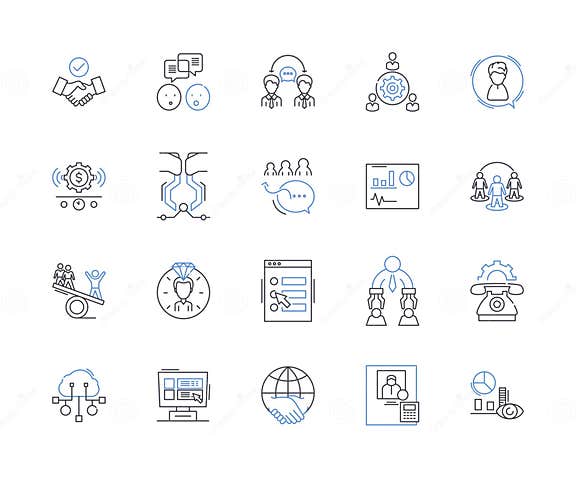 Process Optimization Line Icons Collection. Streamlining, Efficiency ...