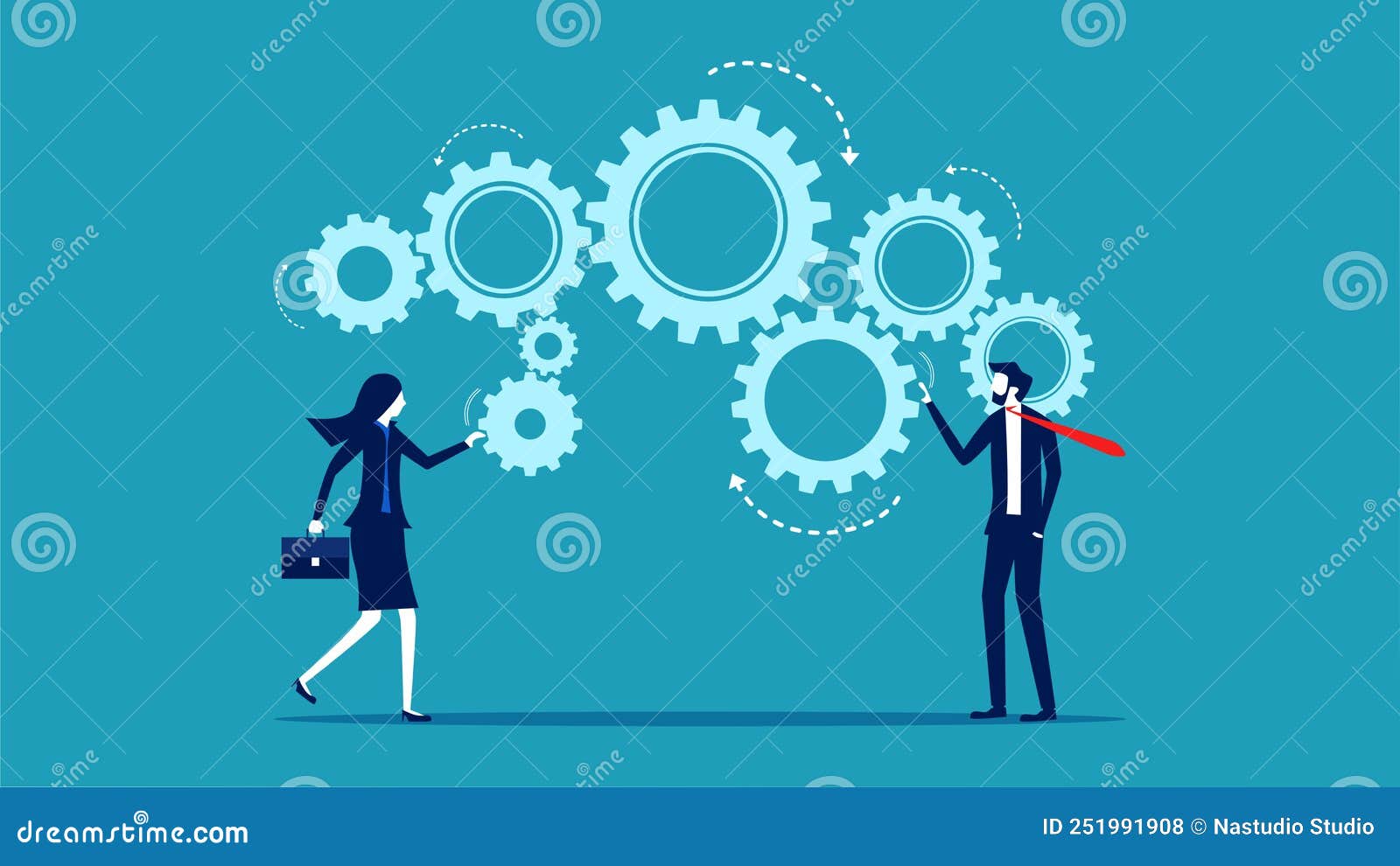 Process Optimization. a Team of Businessmen Turn the Cogs To Work Stock ...