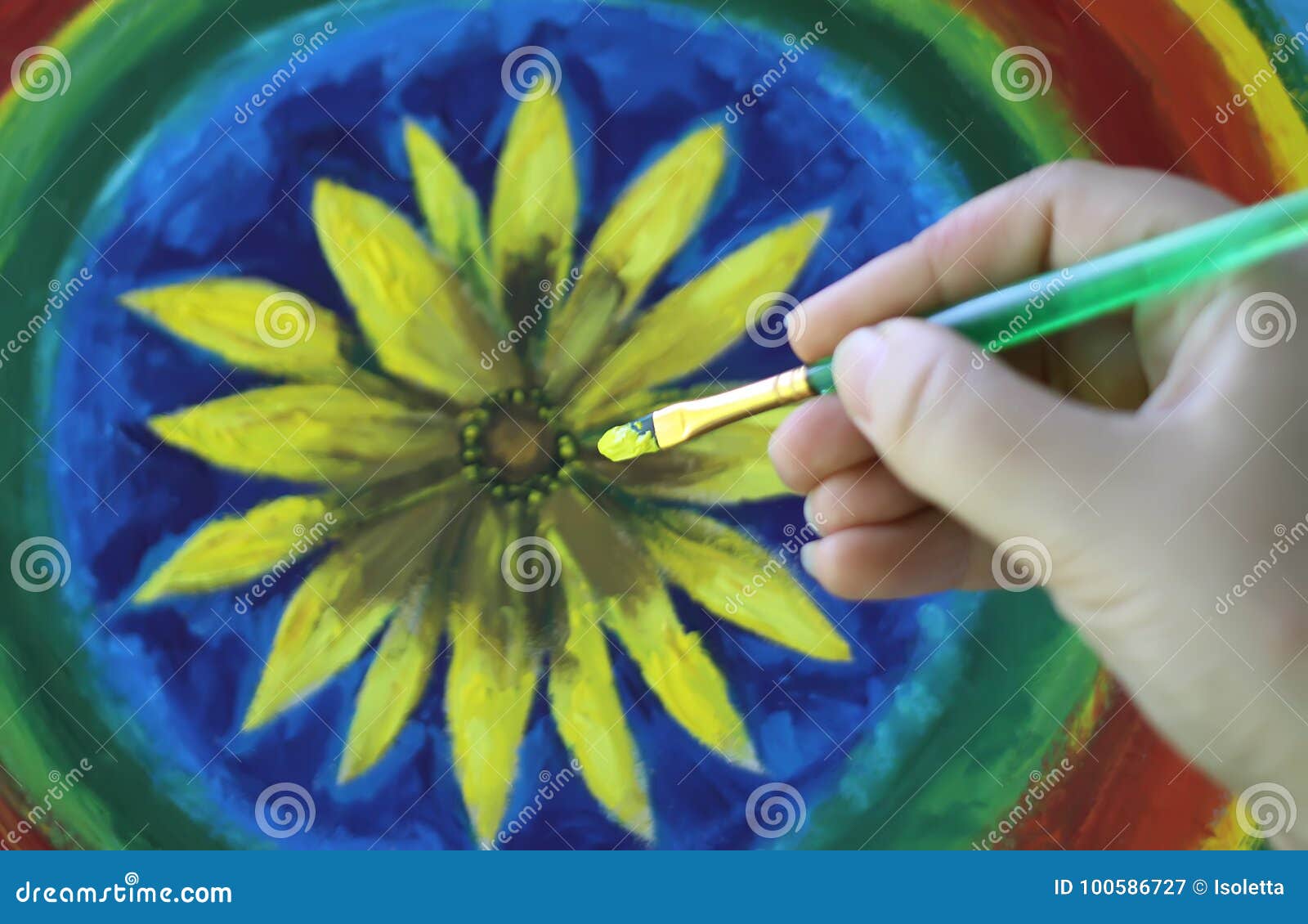 Process of Painting by Oil Paints on Canvas. Stock Image - Image of ...